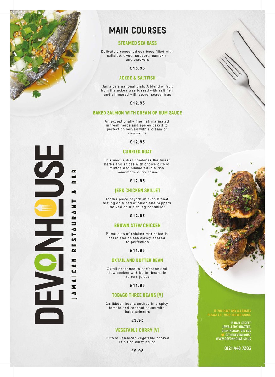 devon house menu2 | Birmingham Jewellery Quarter